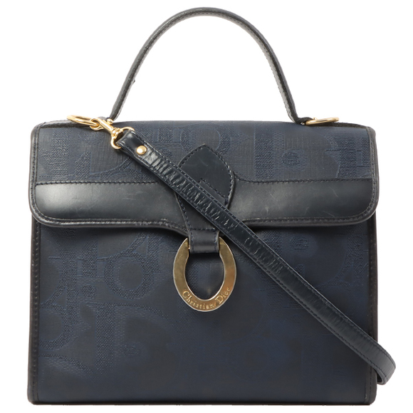 Dior | Bags | Dior Logo Pattern Oval Logo Plate 2way Bag Navy | Poshmark